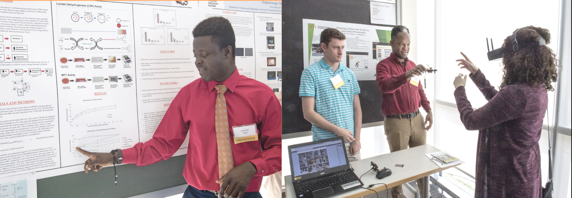 Students presenting at research fair