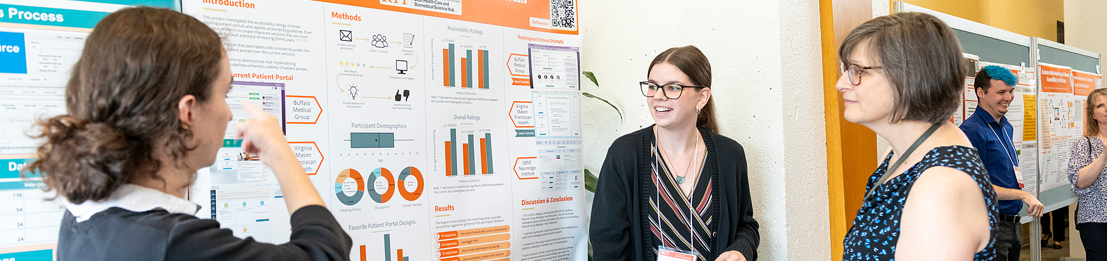 Student presenting at the research symposium